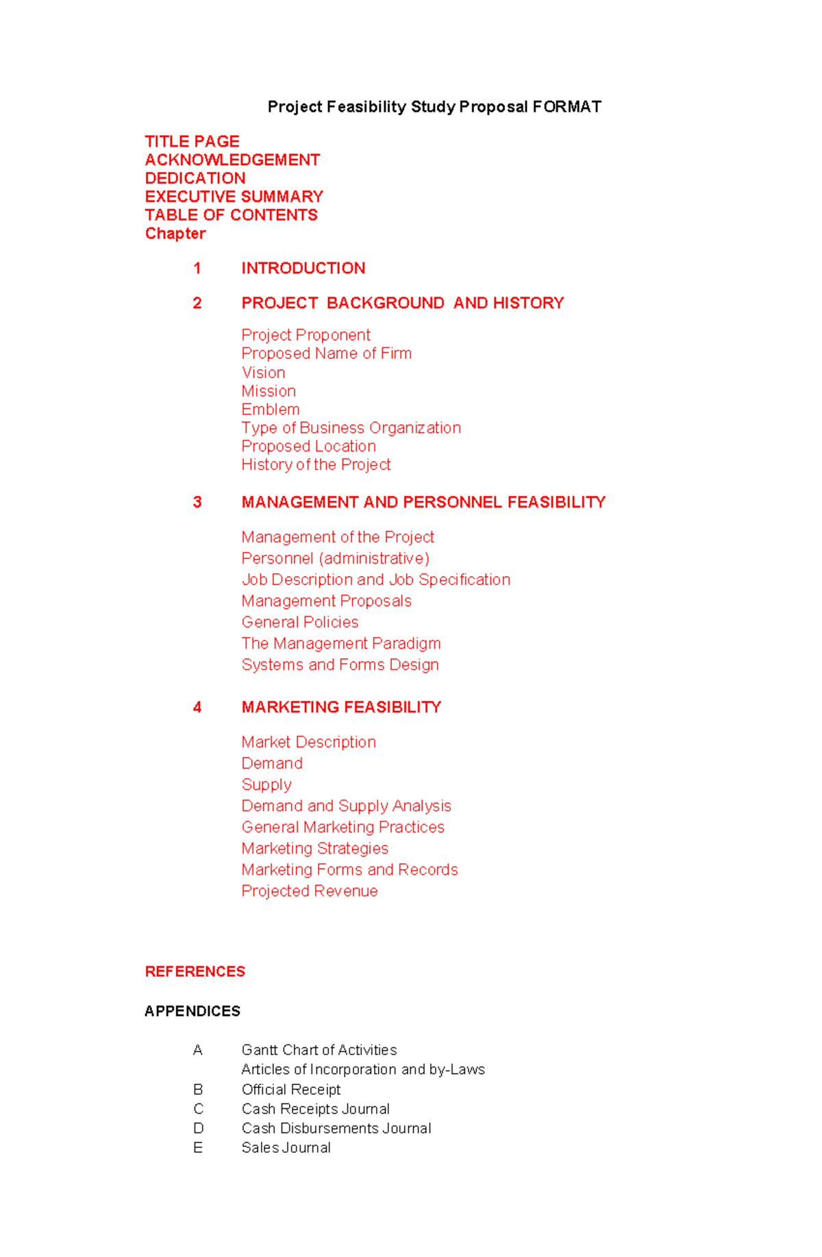 URS - Comprehensive Feasibility Study Proposal Format Guide - Studocu