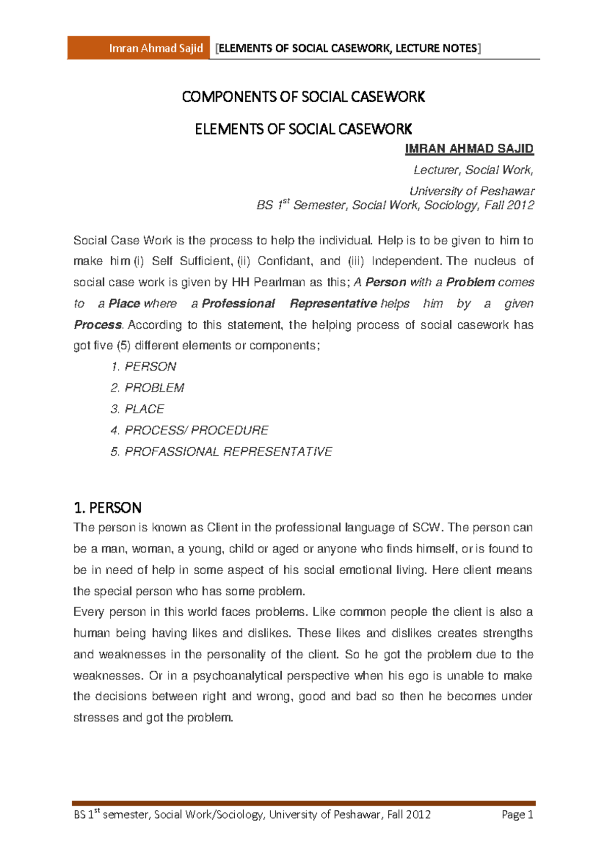 Social Work 101: Key Components of Social Casework Explained - Studocu