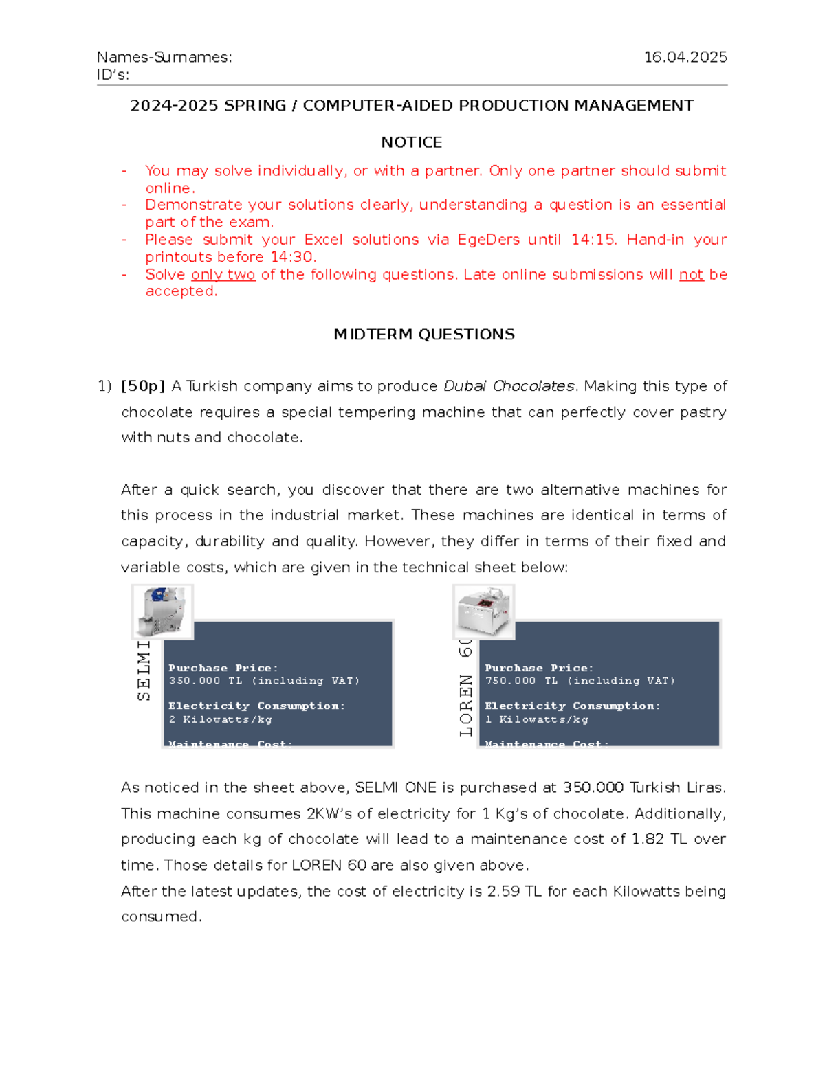 16.04.2025 SPRING MIDTERM PRODUCTION MANAGEMENT NOTICE - Studocu