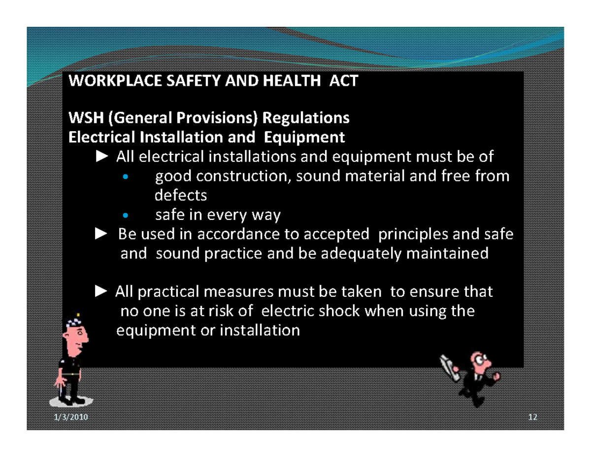 Electrical and Mechanical Hazards-12 - WORKPLACE SAFETY AND HEALTH ACT ...