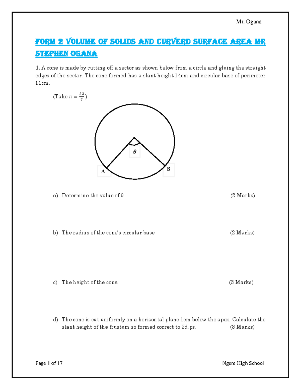Volume of Solids & Curved Surface Area: A Comprehensive Guide - Studocu