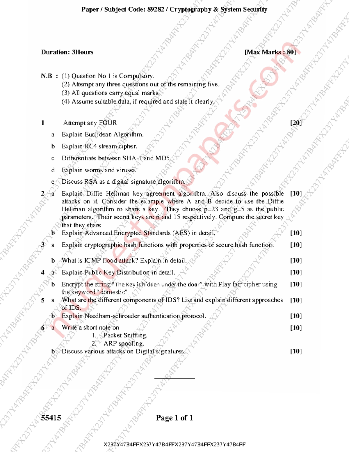 Cryptography System Security - Semester 6 - May 2024 Exam Notes - Studocu