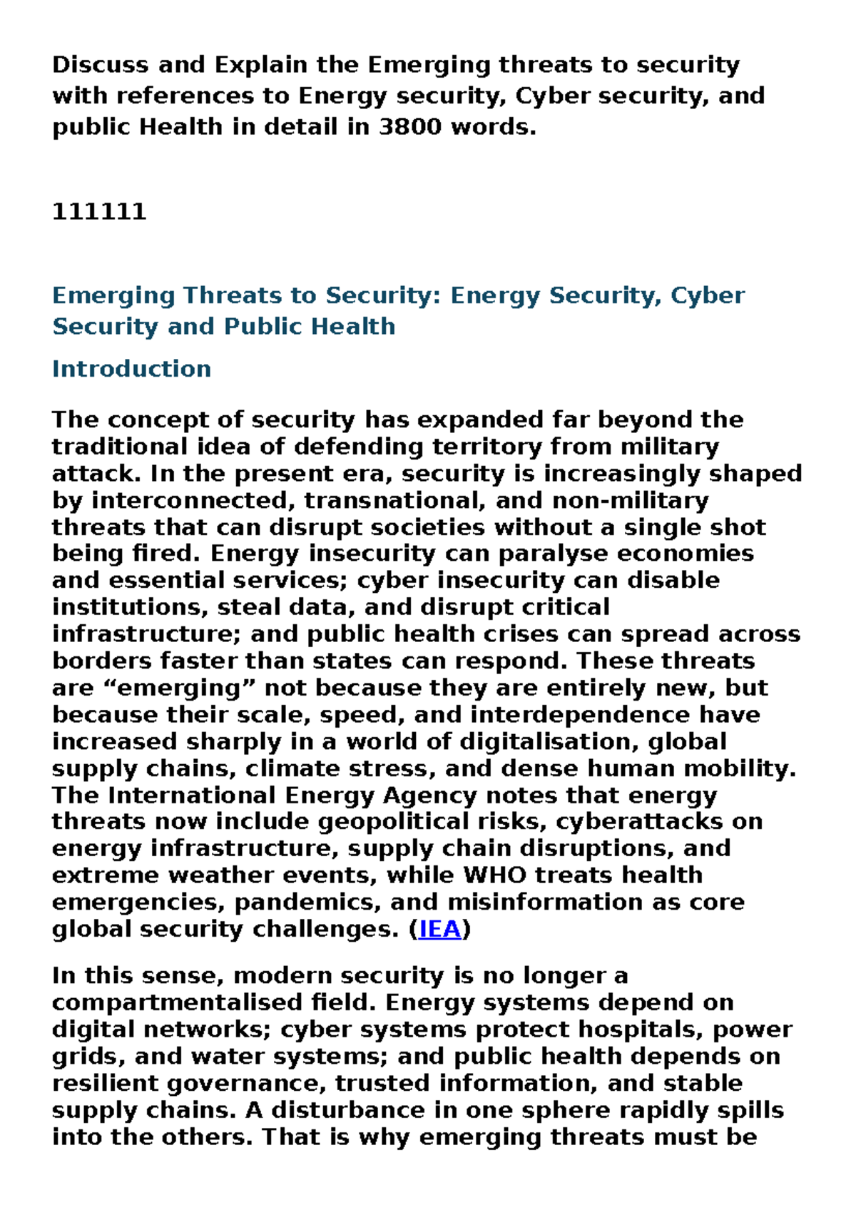 Emerging Security Threats: Energy, Cyber, and Public Health Challenges ...