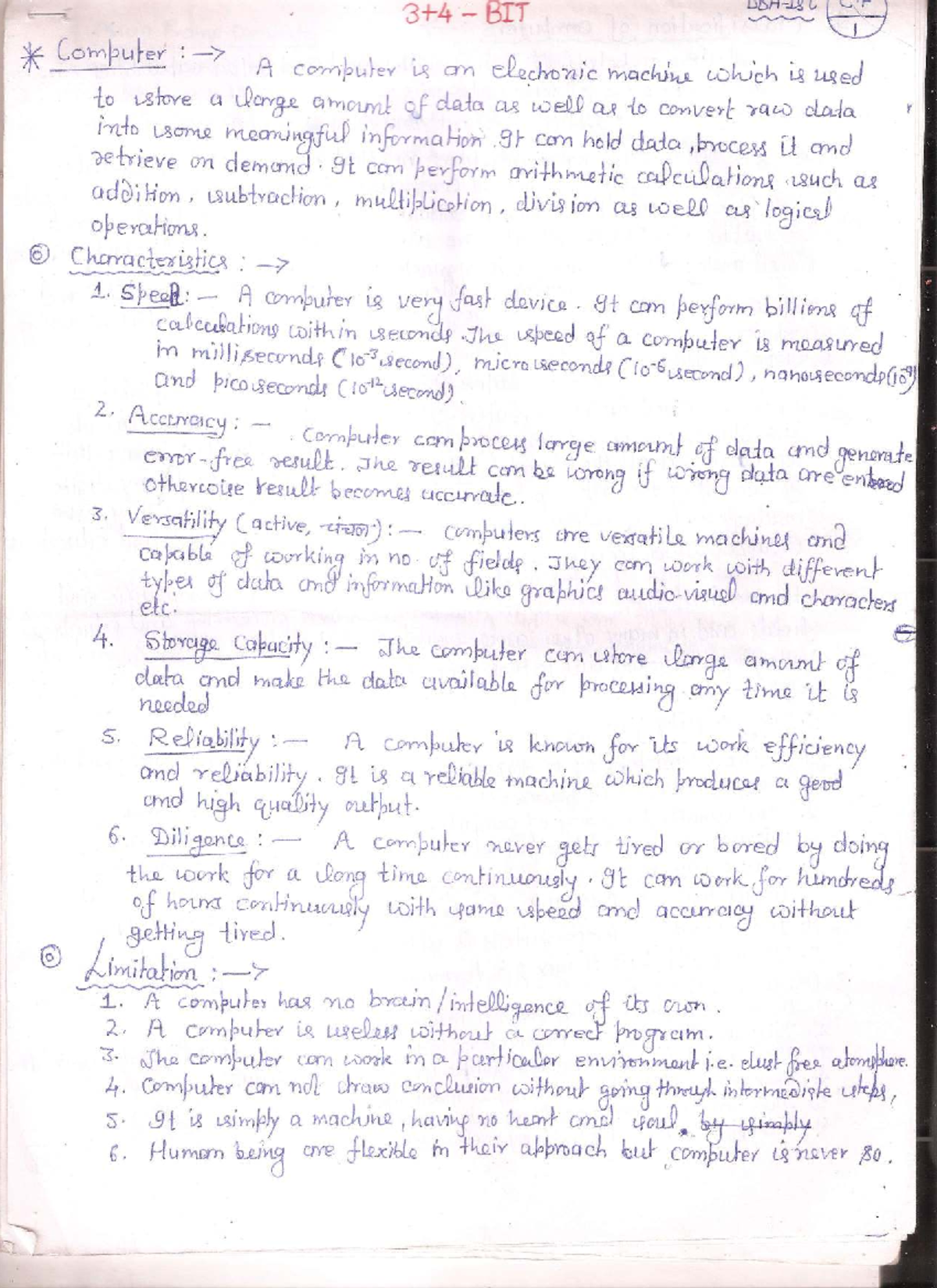 BBA 1st Sem: Computer Fundamentals Overview and Key Concepts - Studocu