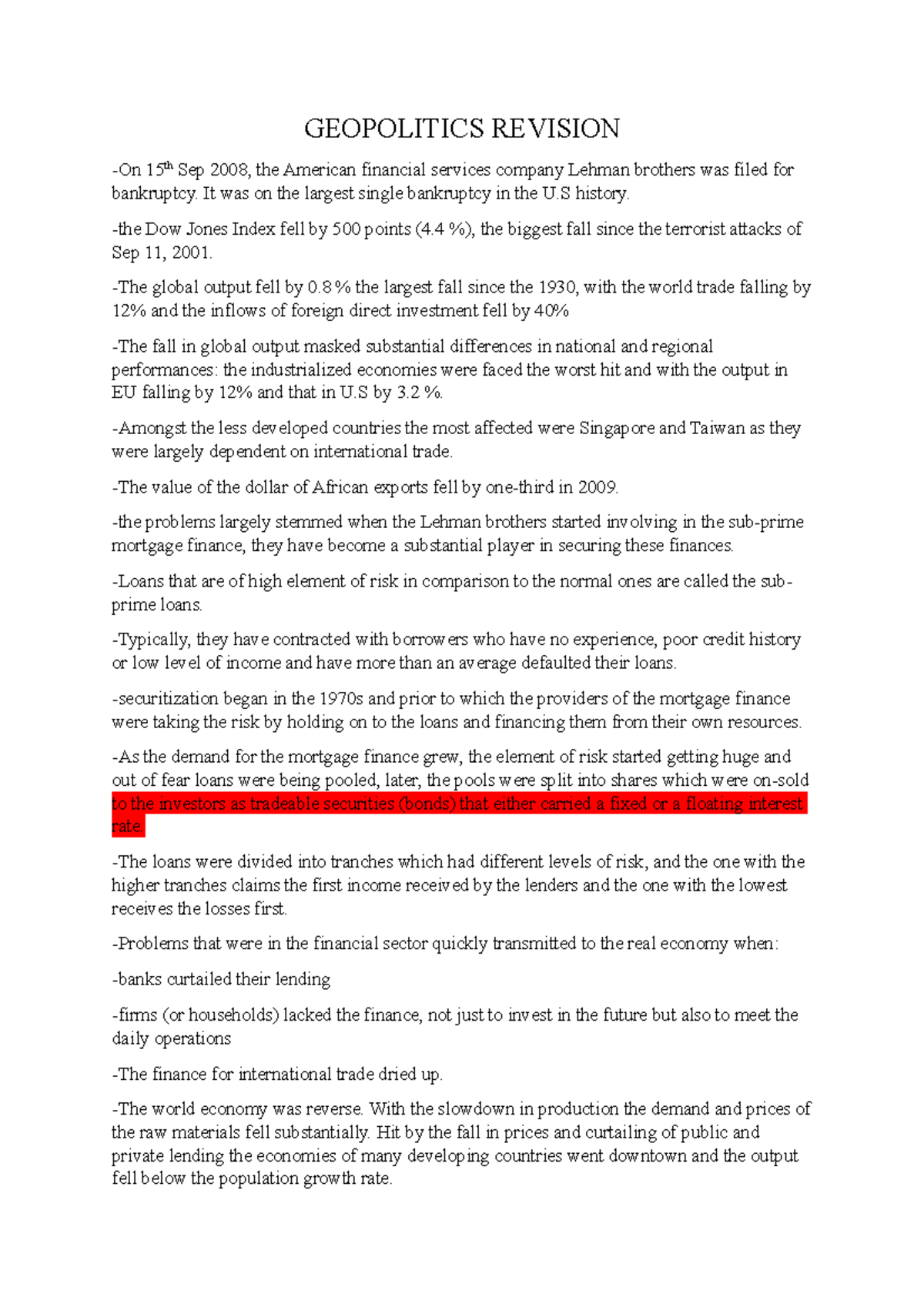 Geopolitics Revision: Summary of Chapter 1 - Global Political Economy ...