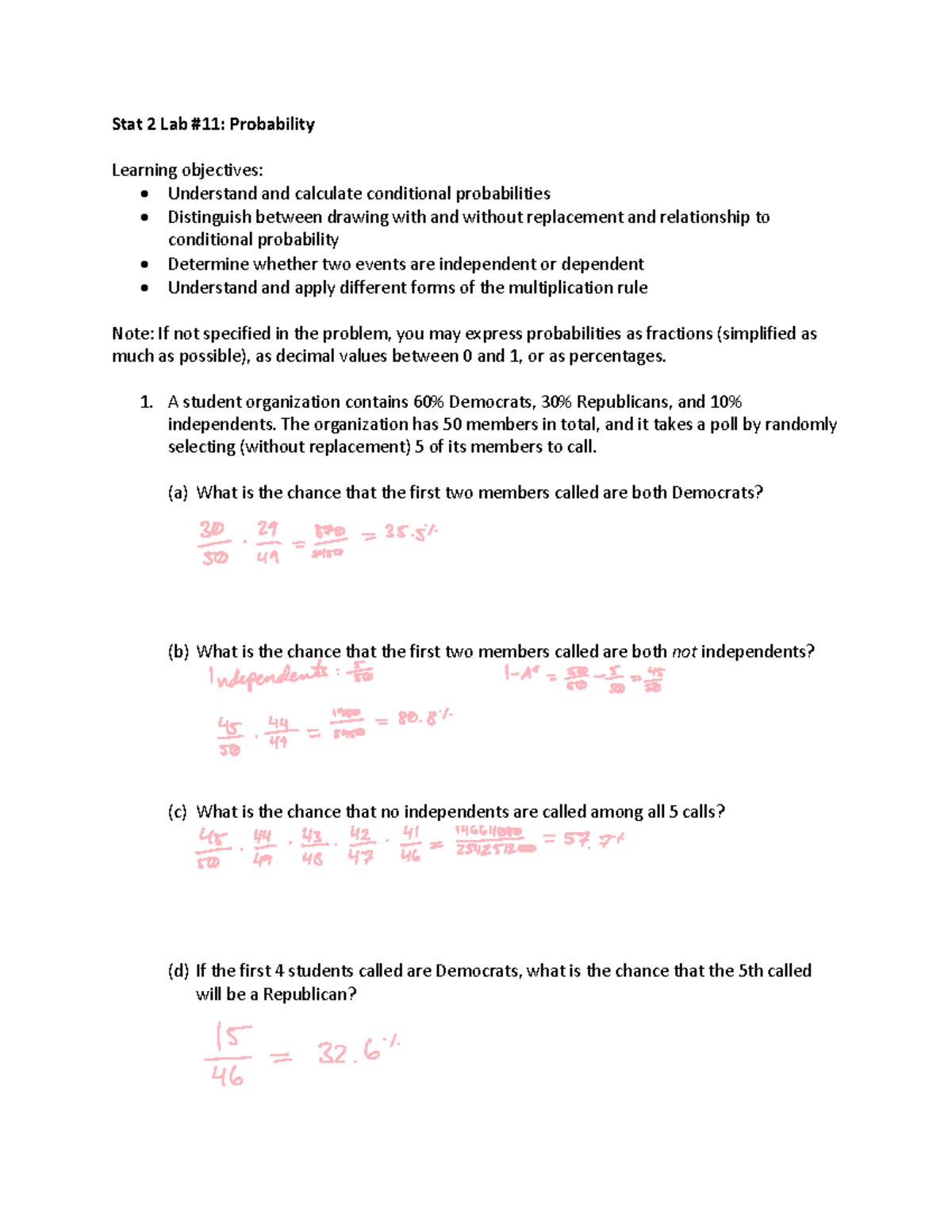 Stat2Lab11 - Probability Concepts and Calculations in Lab 11 - Studocu