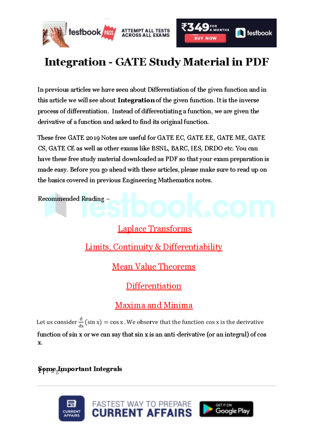 GATE 2019 Integration Study Material in PDF for Exam Prep - Studocu