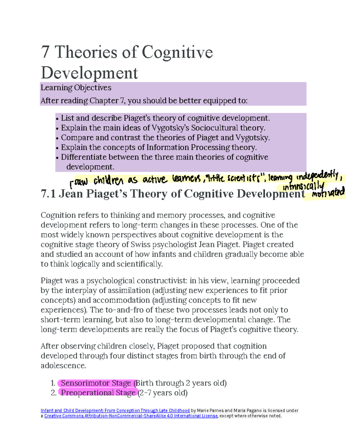 Ch. 7 (Theories of Cognitive Development) - Infant and Child ...