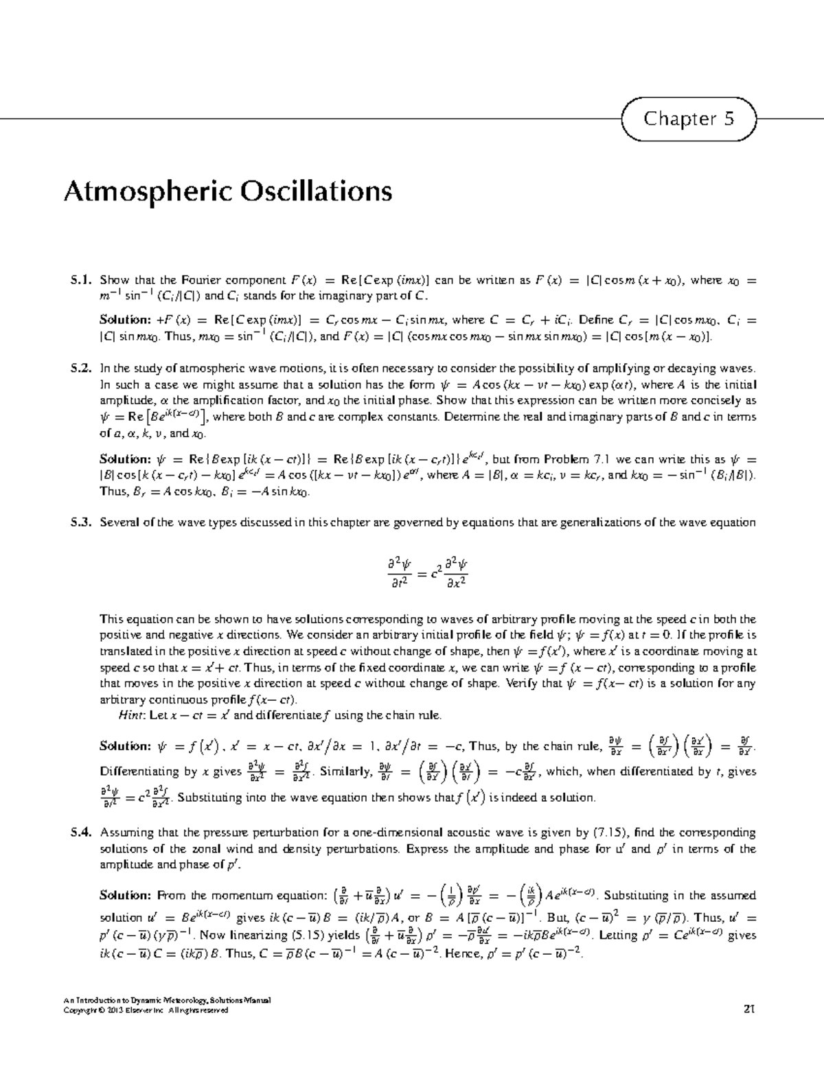 Ch05 Atmospheric Oscillations Solutions Manual - Studocu