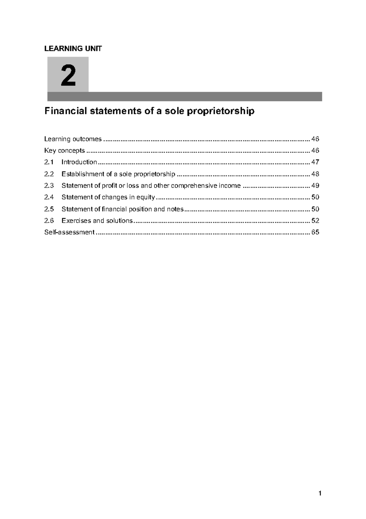 Study Unit 2 - Pass win - Financial statements of a sole proprietorship ...