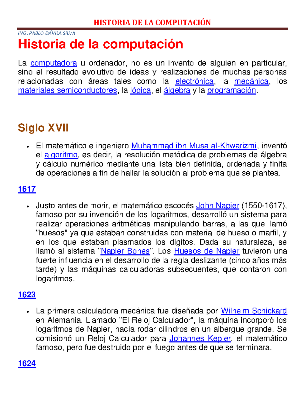 Historia de la Computación - Jij8: Evolución y Desarrollo - Studocu