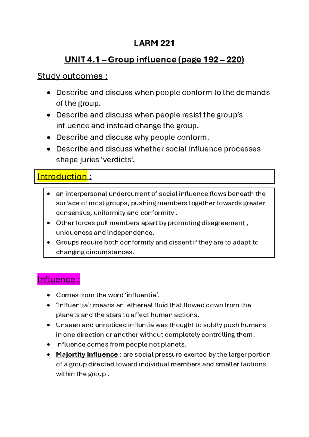 LARM 221 - Unit 4.1: Group Influence, Conformity & Resistance Insights ...