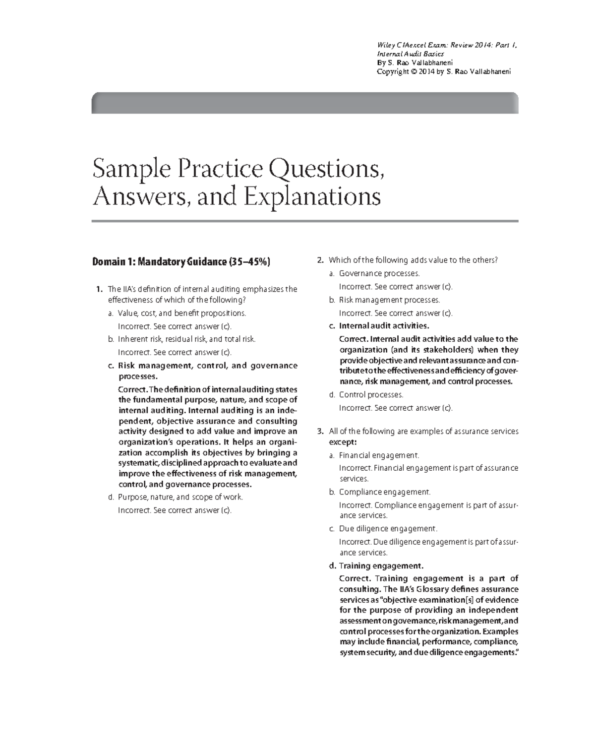 AUI3702-MC Test 3 Practice Questions & Solutions for Internal Auditing ...