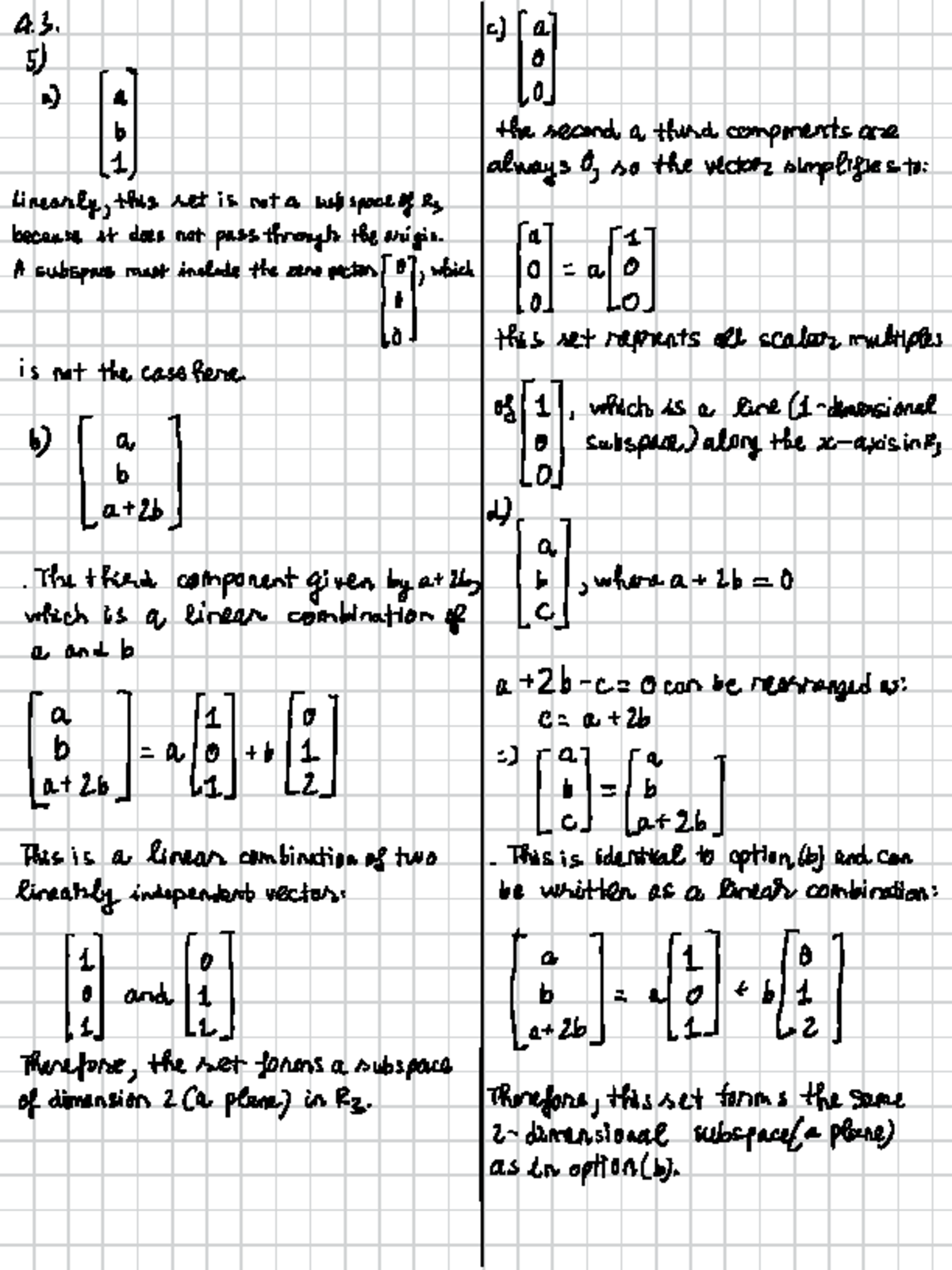 Homework Chapter 3 - Vector Subspaces and Linear Combinations - Studocu