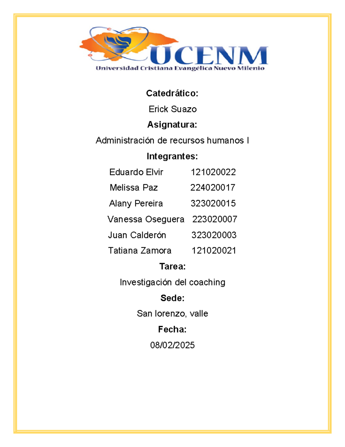 Coaching - Informe para exposición de administración de recursos ...