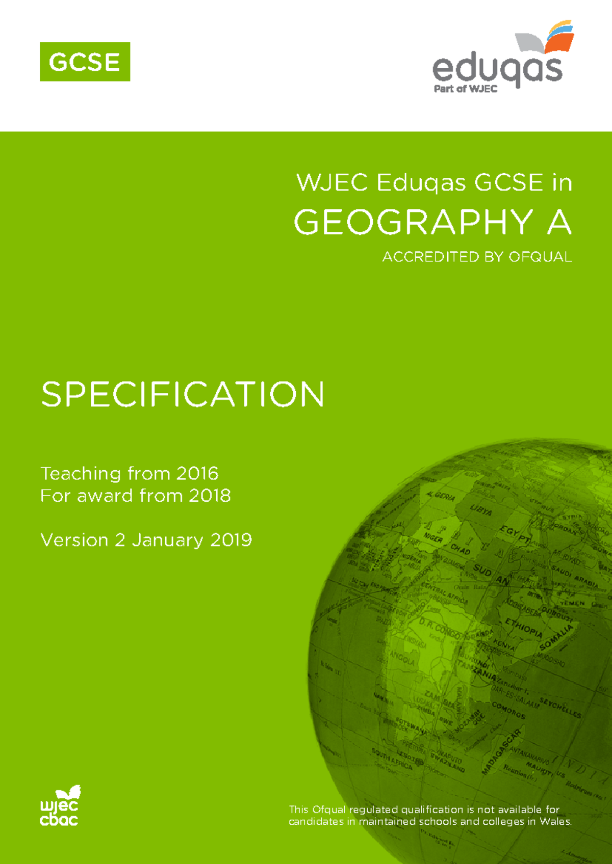 WJEC Eduqas GCSE Geography A Specification Overview (2016) - Studocu