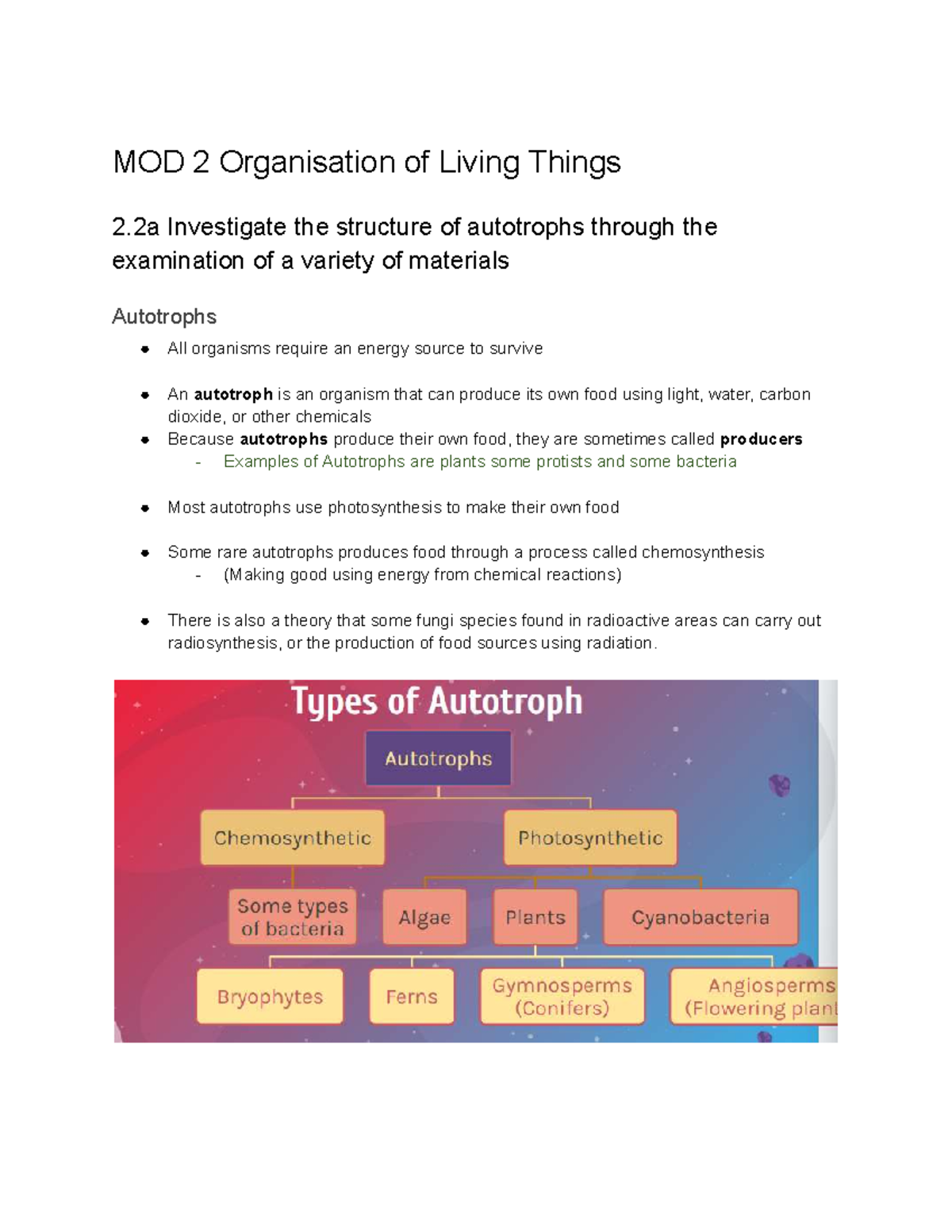 MOD 2: Structure and Function of Autotrophs and Gas Exchange in Plants ...