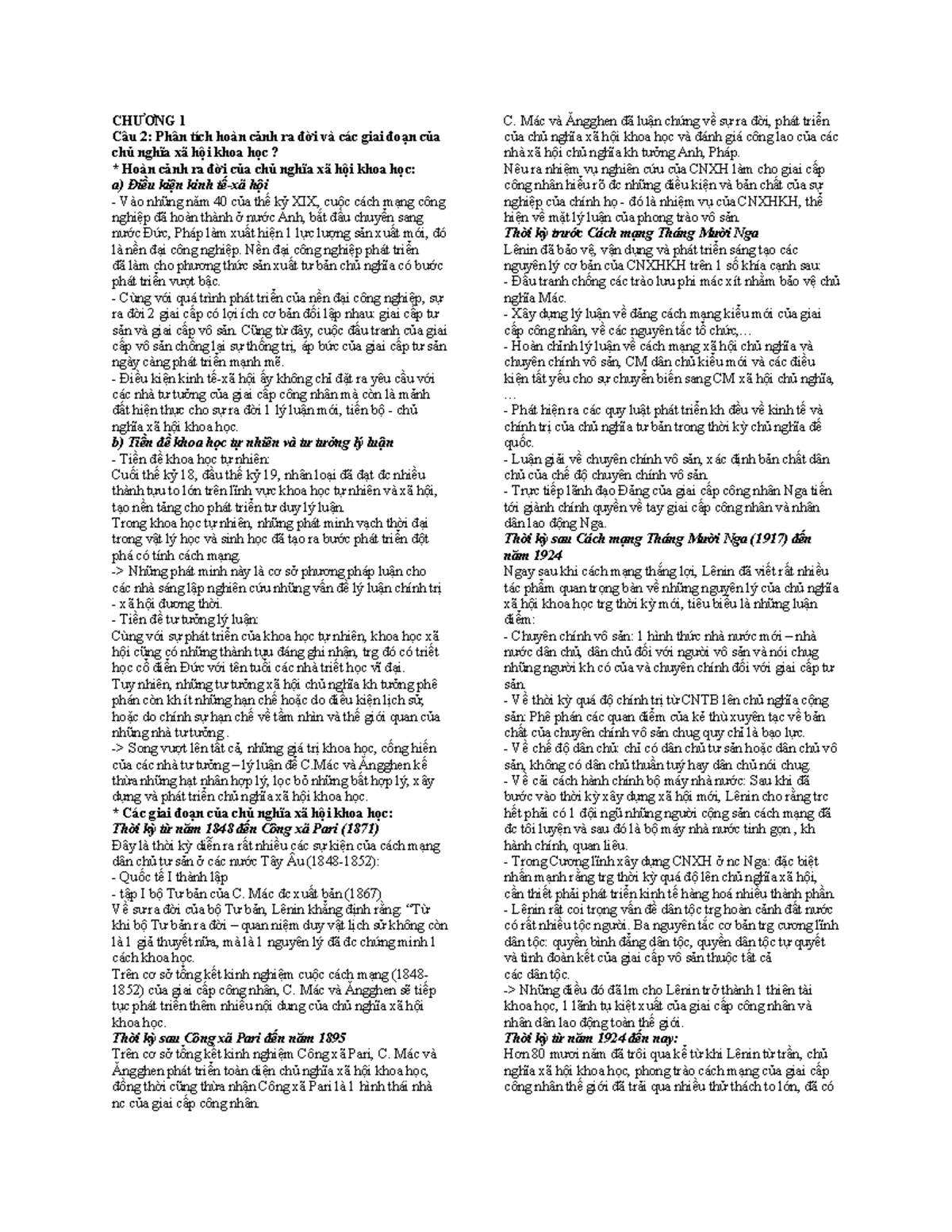 Final Exam Notes on the Historical Development of Scientific Socialism ...