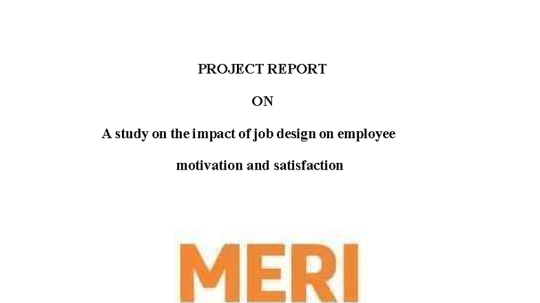 BBA Project Report: Impact of Job Design on Employee Motivation and ...