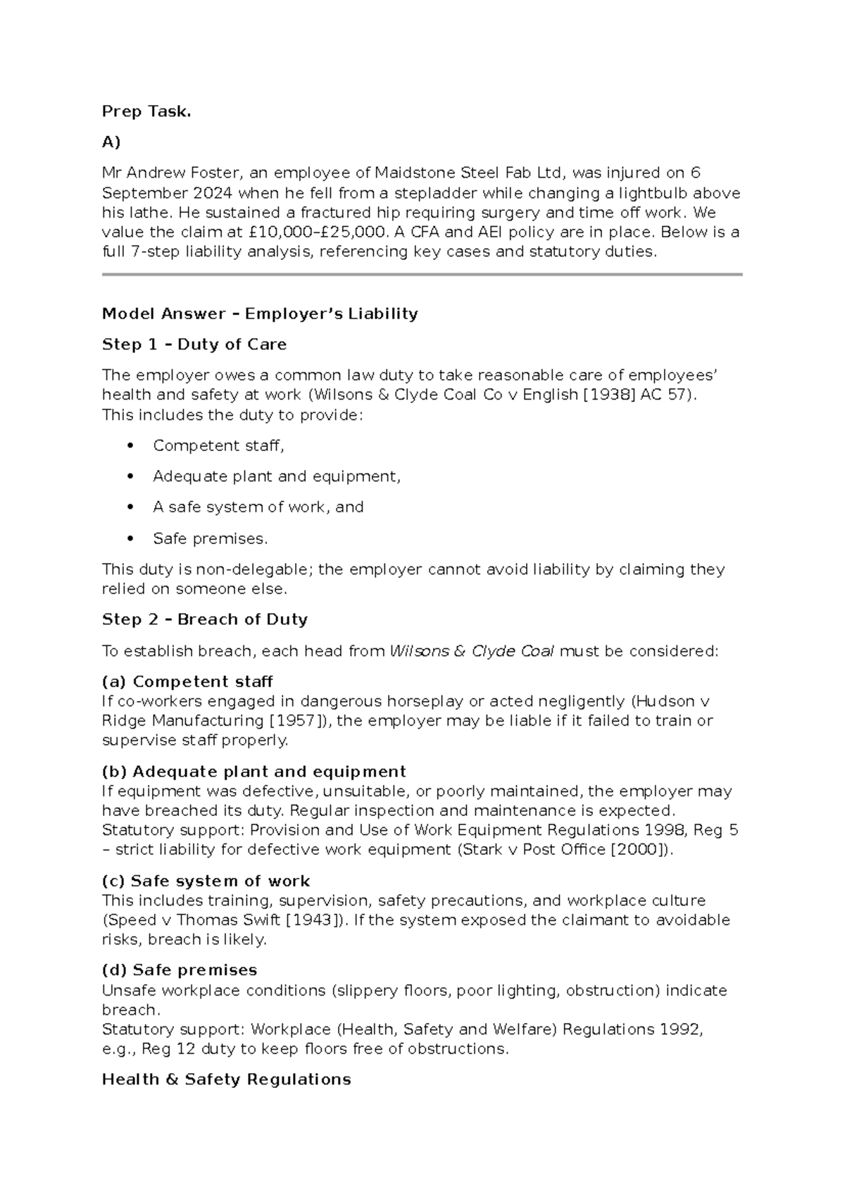 Unit 2 Liability Analysis Notes for Personal Injury Claims - Studocu