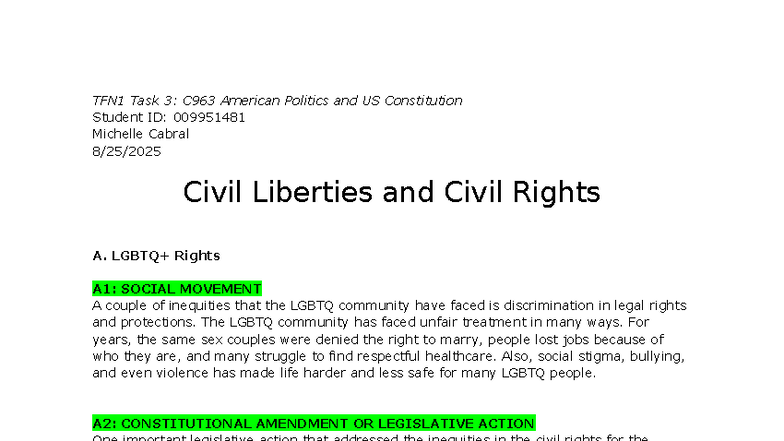 C963 Task 3: Civil Liberties & Rights in American Politics - Studocu