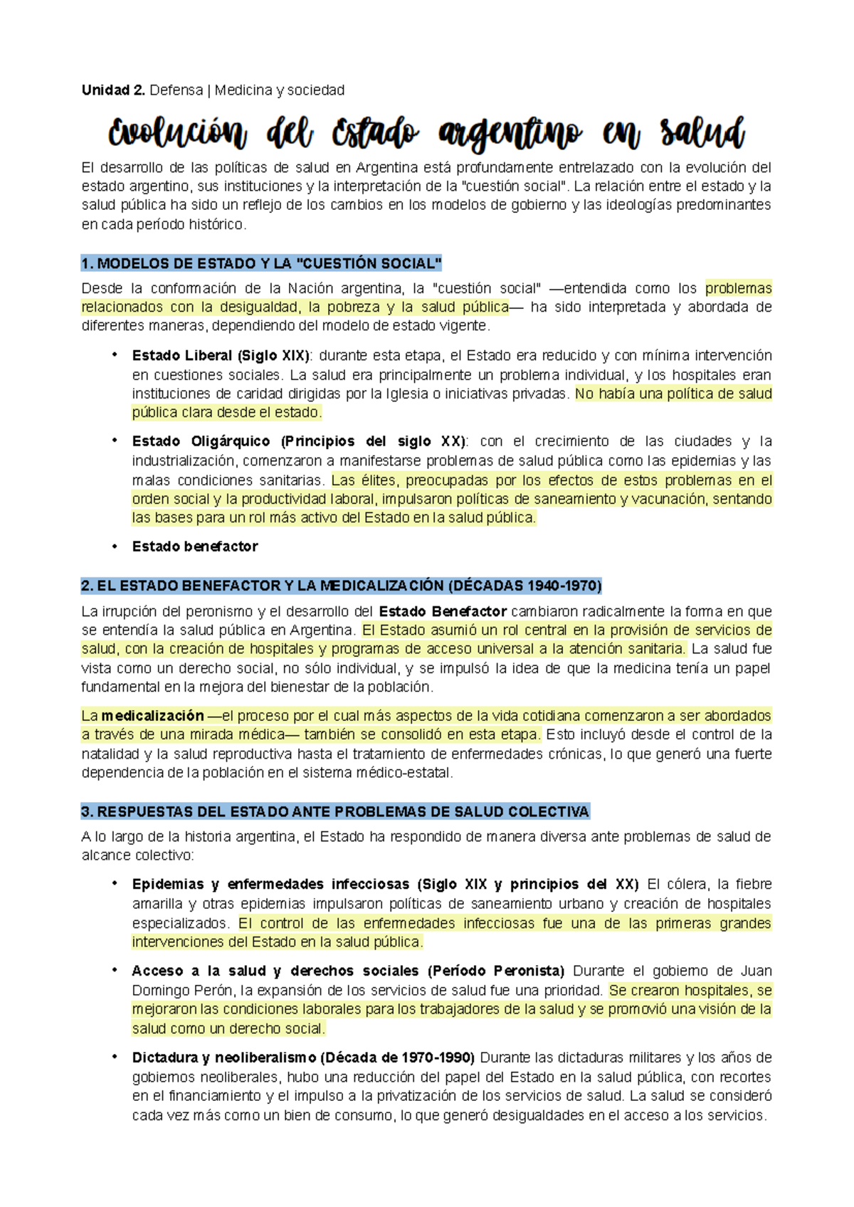 Defensa Medicina y Sociedad: Políticas de Salud en Argentina UP2 - Studocu