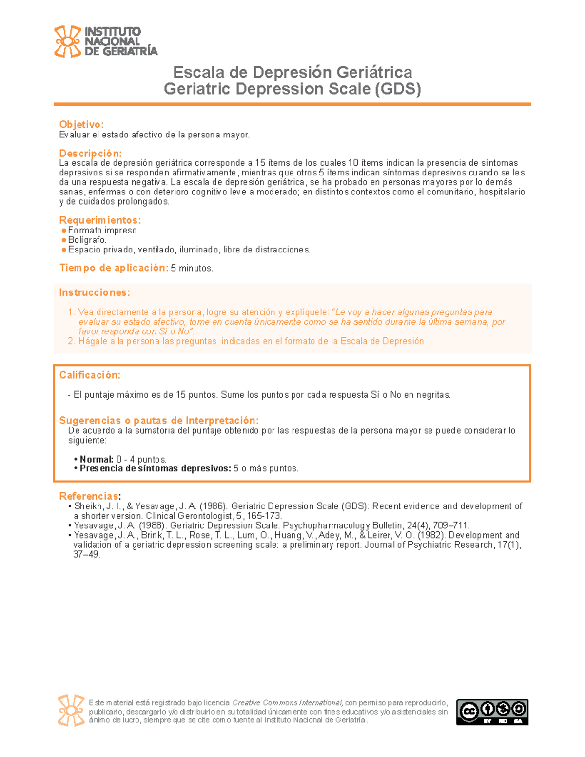 Escala de Depresión Geriátrica - GDS: Evaluación Afectiva en Mayores - Studocu