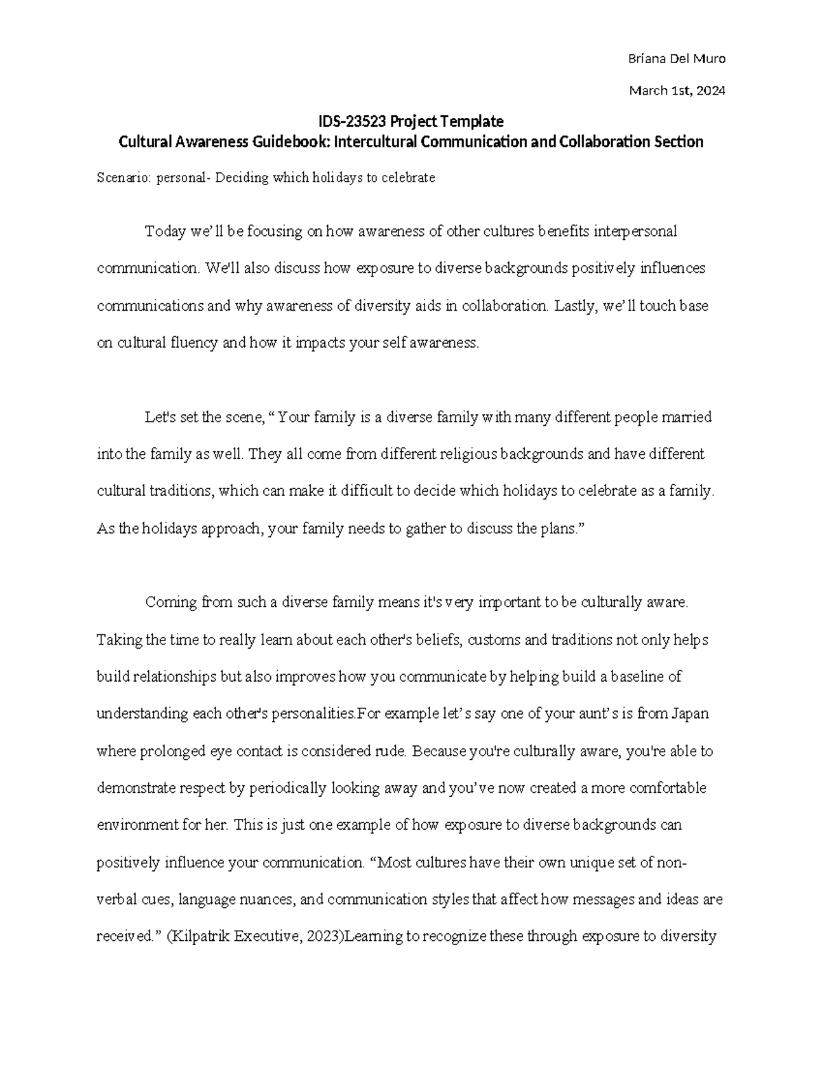 IDS-23523 Project Template: Cultural Awareness & Family Collaboration ...