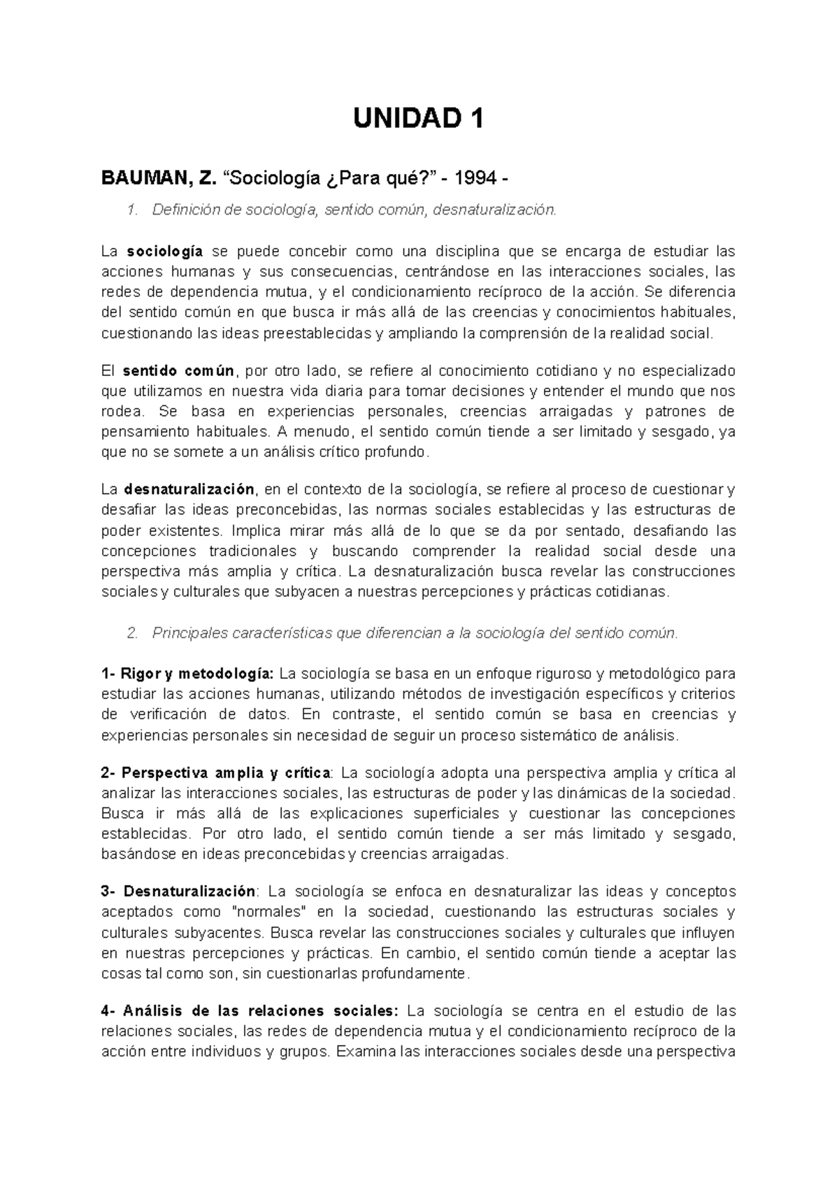 UNIDAD 1: Definición de Sociología y Diferencias con el Sentido Común ...