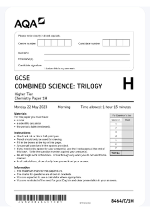 AQA GCSE Chemistry Paper 2 Topic List - Studocu