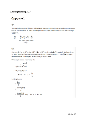 Formelark Fysikk 1: Fart, Akselerasjon og Bevegelseslikninger - Studocu