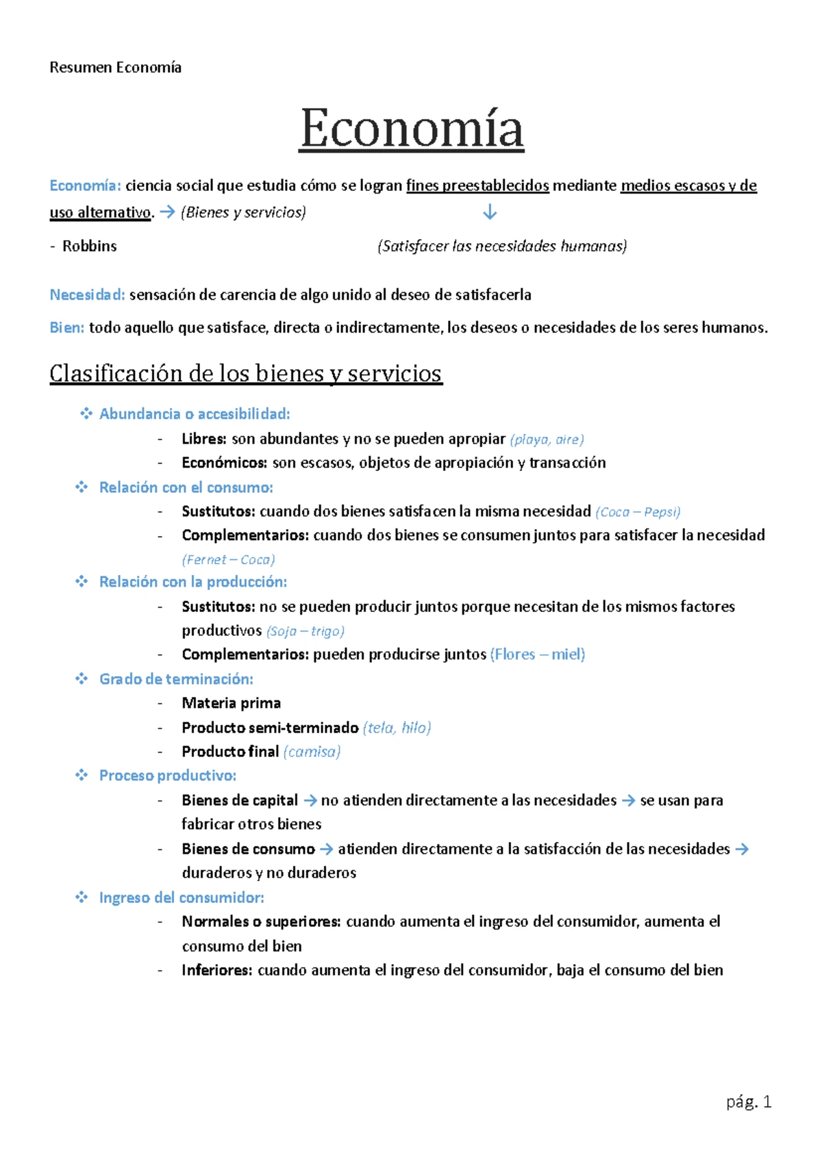 Introducción a la Economía: Resumen y Guía de Estudio (ES 2023) - Studocu