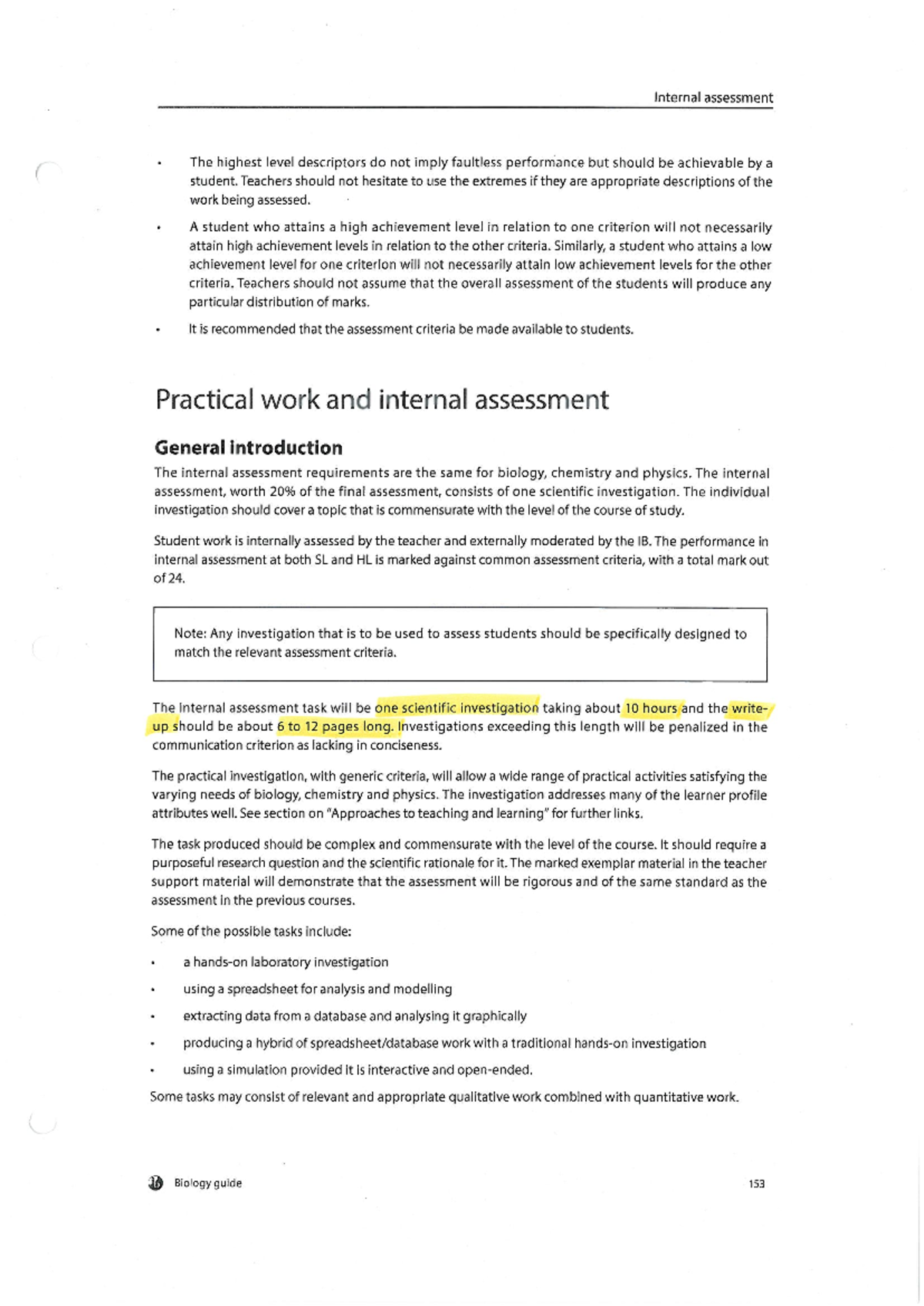 IB Biology IA Criteria - Studocu