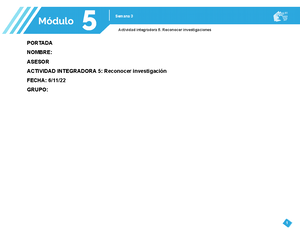 Actividad integradora 5. Reconocer investigaciones - Semana 3 Actividad integradora 5. Reconocer ...