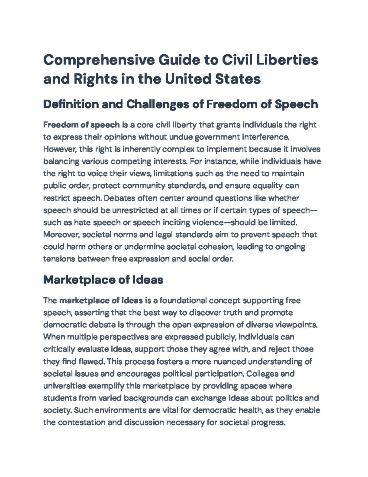 Comprehensive Overview of Civil Liberties: First Amendment Insights ...