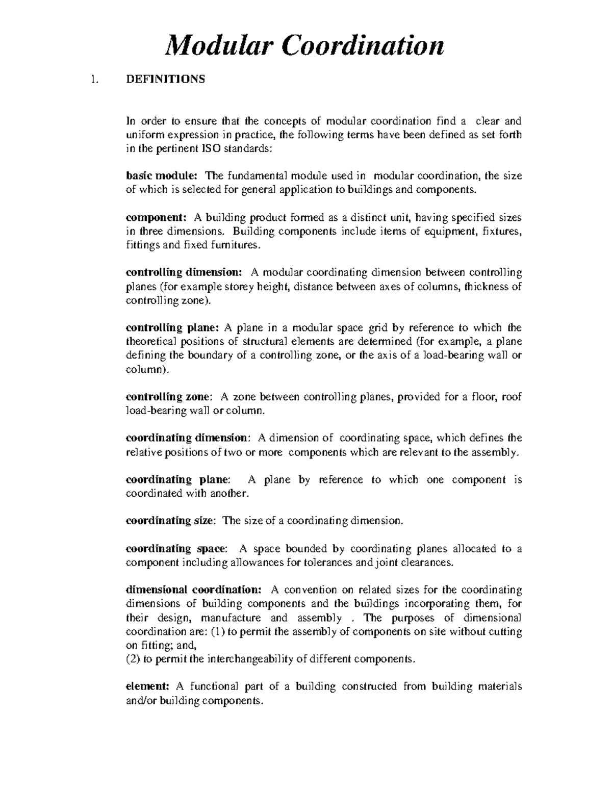 Modular Coordination: Definitions, Aims, and Structural Guidelines ...