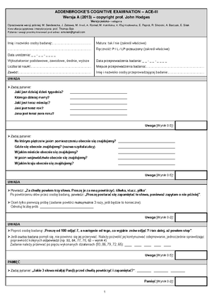 ACE-III wersja polska 2015 Instrukcja przeprowadzania testu oraz ...