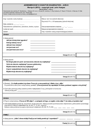 ACE-III wersja polska 2015 Instrukcja przeprowadzania testu oraz ...