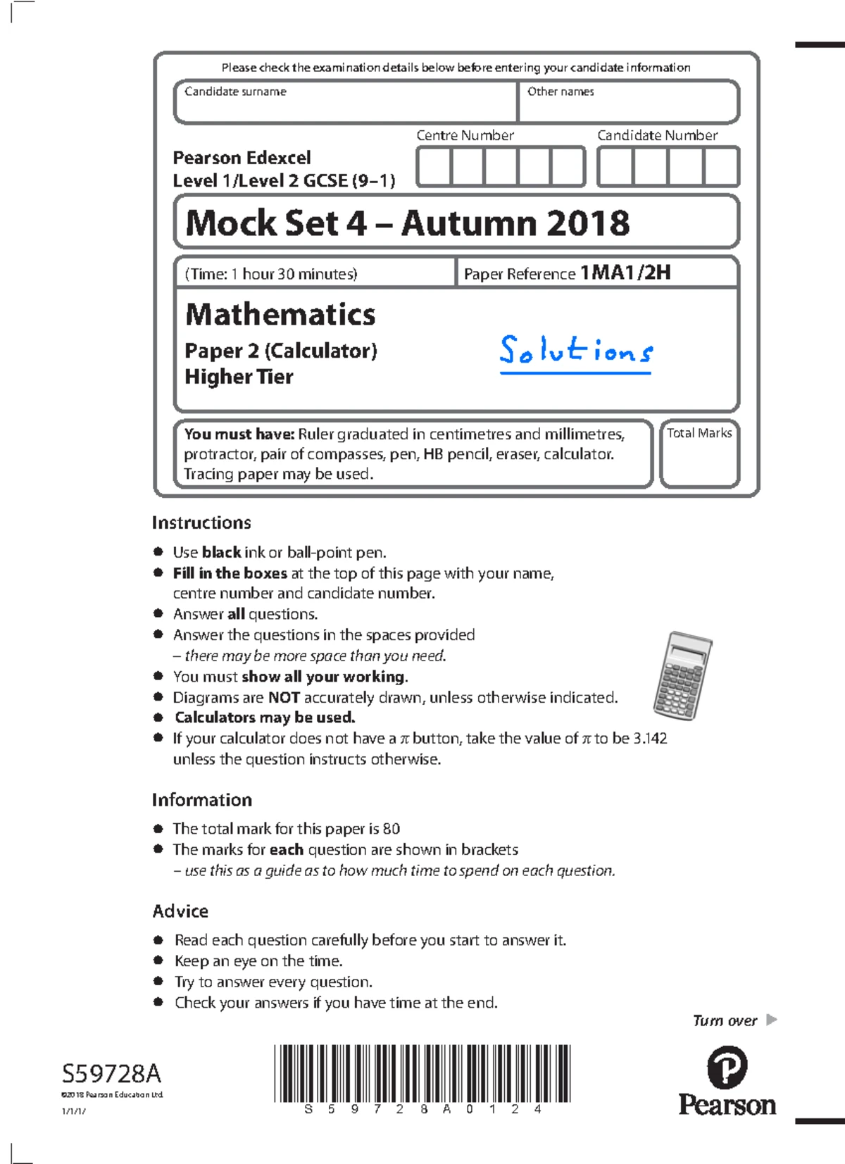 GCSE (9-1) Reverse Mean Practice Questions Booklet - Studocu