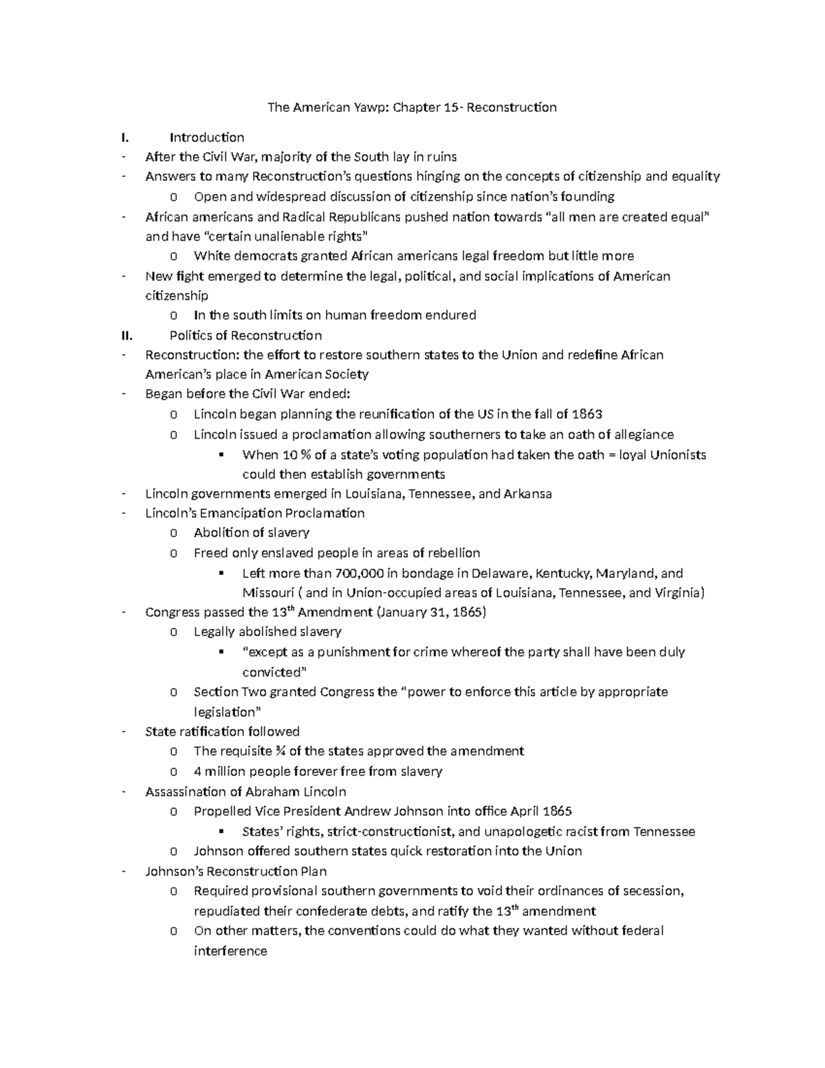 The American Yawp: Chapter 15 - Reconstruction Overview and Issues ...