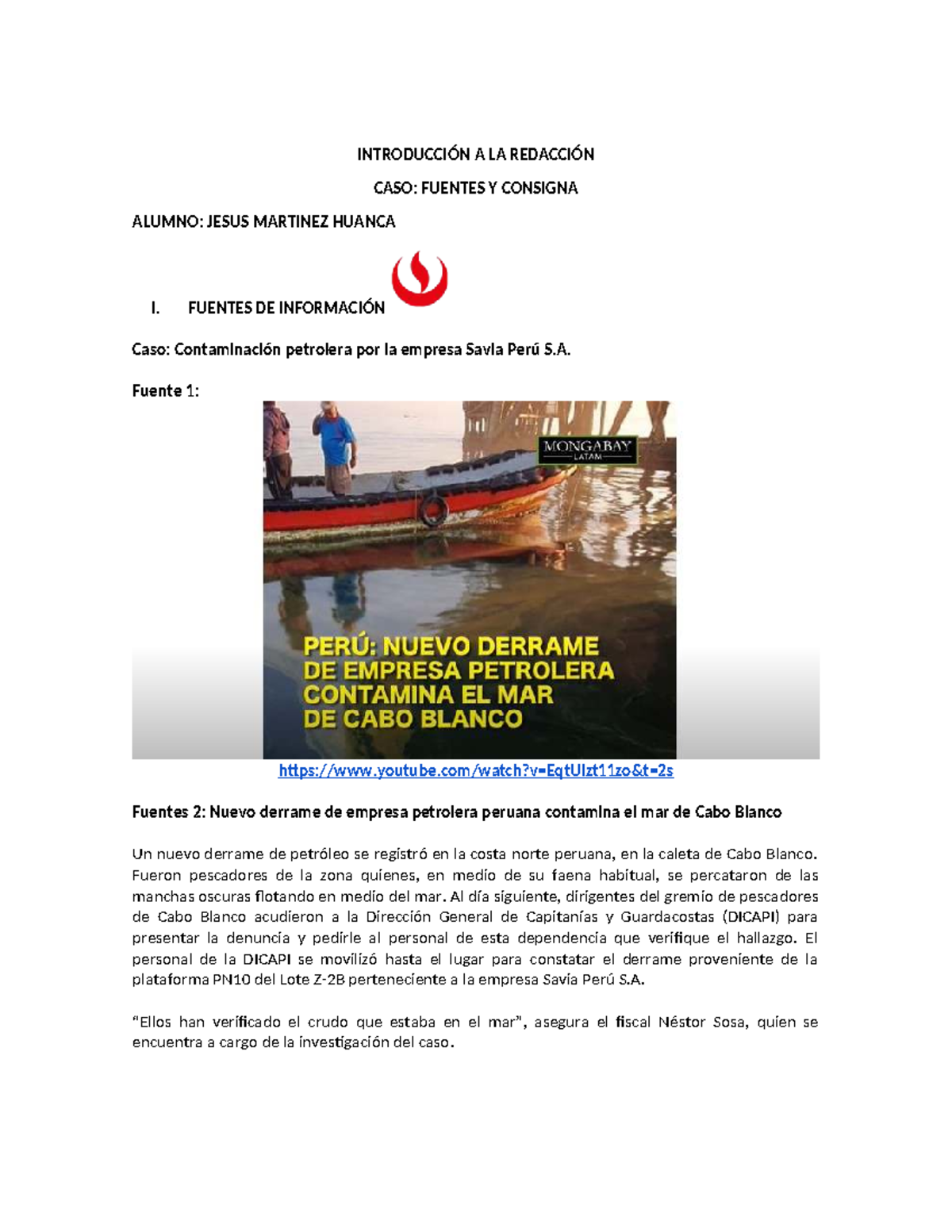 CASO 1 (3) DERRAME DE PETRÓLEO: ANÁLISIS Y CAUSAS DE SAVIA PERÚ S.A ...
