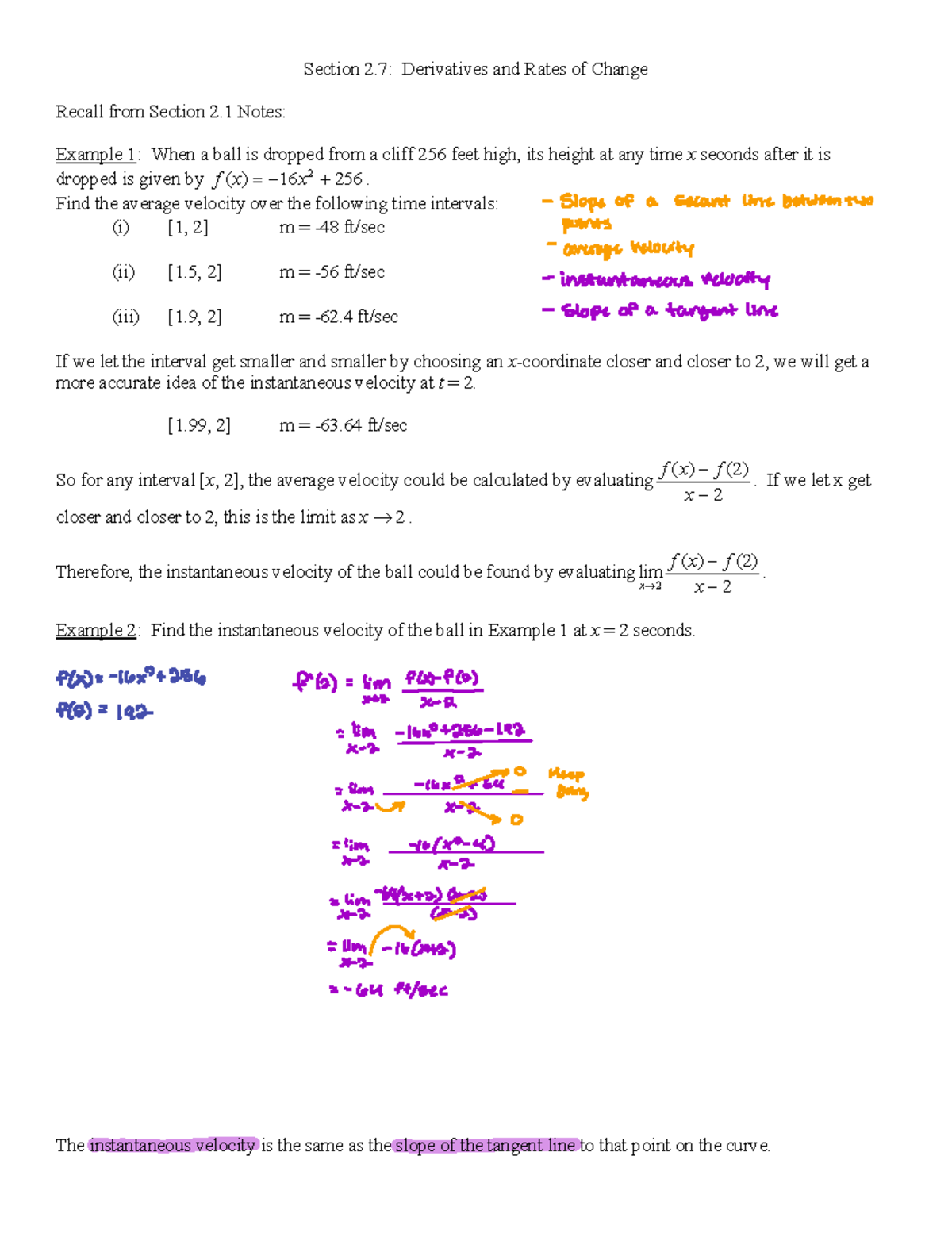 Calculus II: Derivatives and Tangent Lines Exam Notes - Studocu