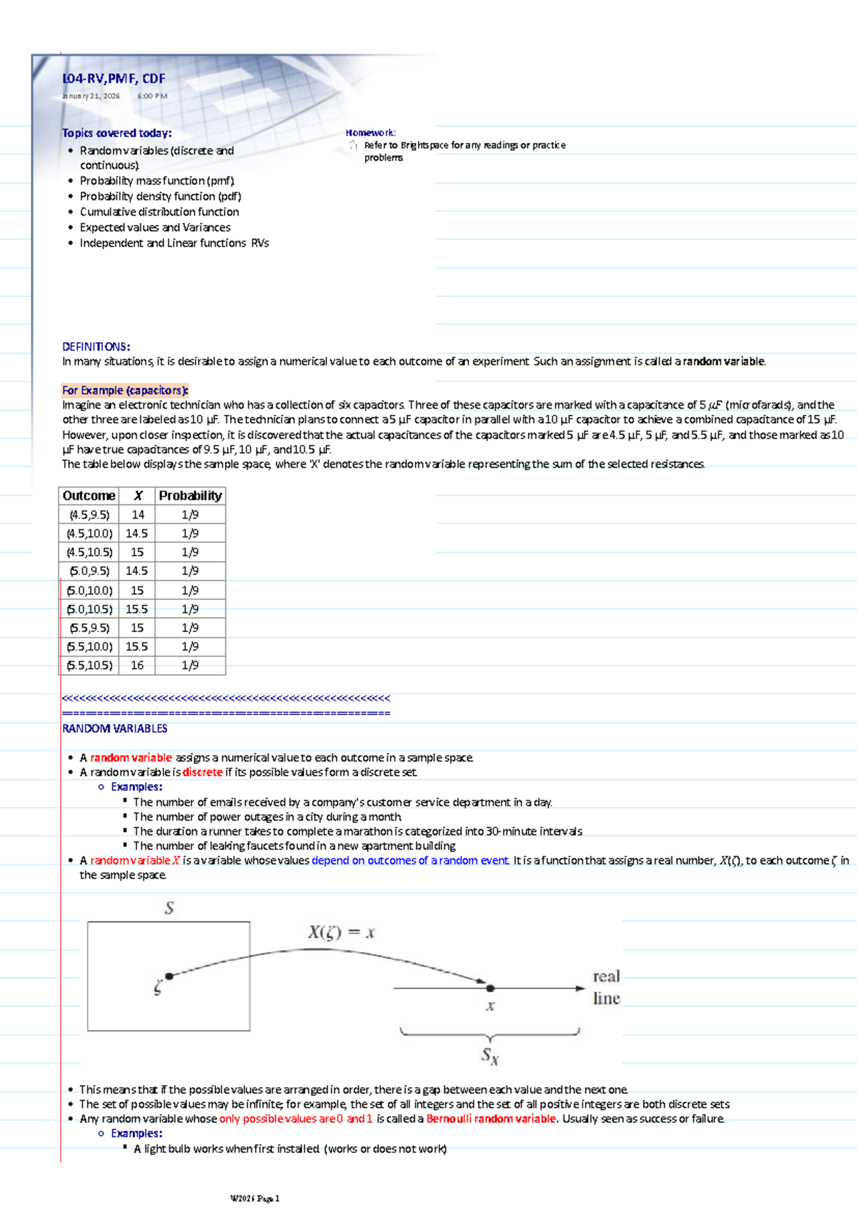 L04-RV, PMF, CDF Lecture Notes - Key Concepts and Examples - Studocu