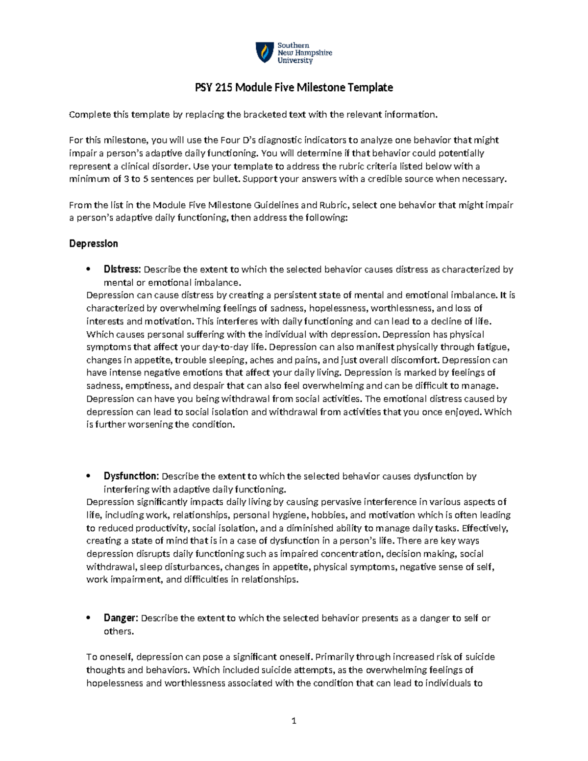 PSY 215 Module Five Milestone Template - PSY 215 Module Five Milestone Template Complete this ...