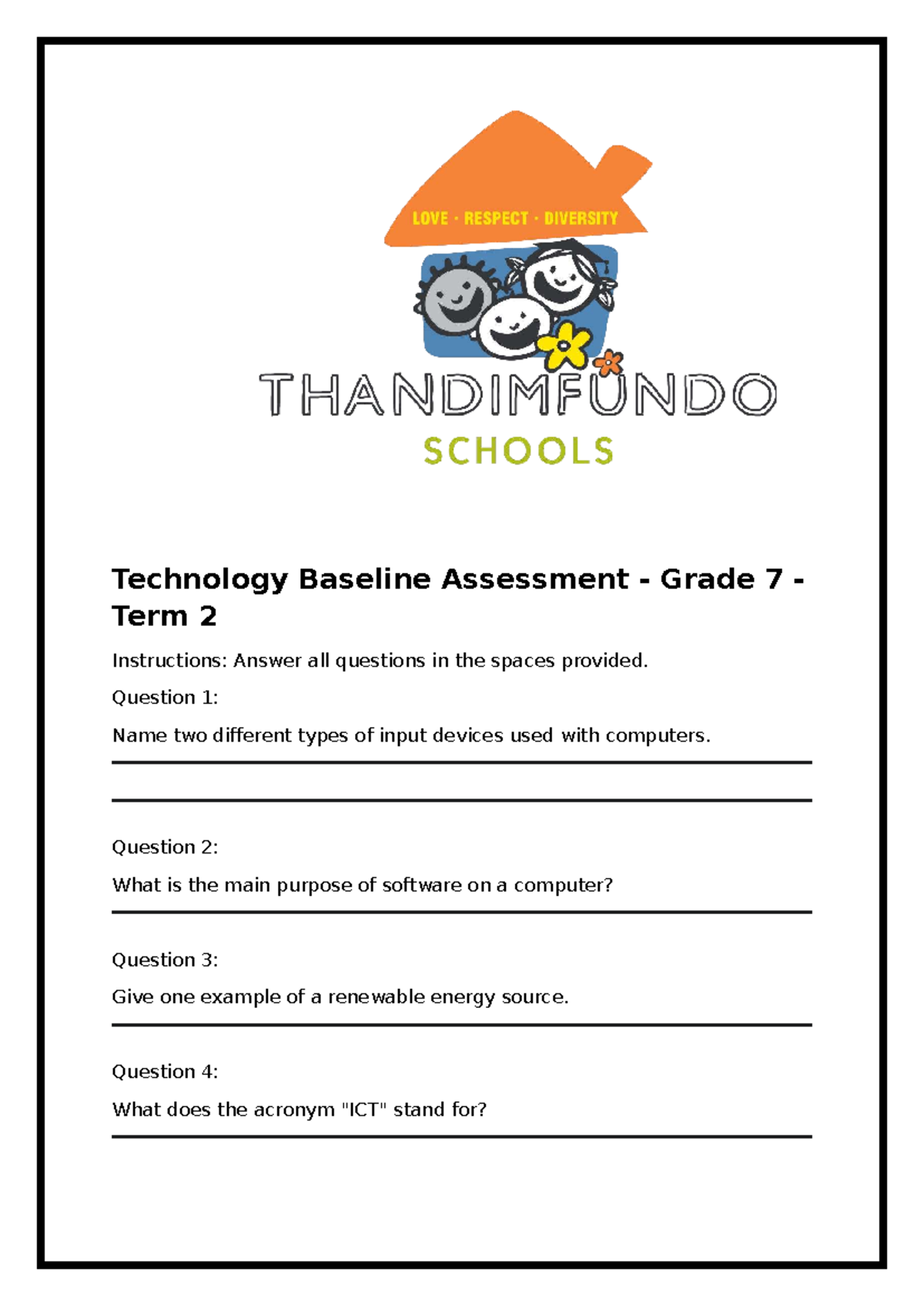 Grade 7 Technology Baseline Assessment Term 2 Instructions - Studocu