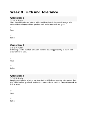 Week 5 Religious Worldviews - Week 5 Religious Worldviews Question 1 3 ...