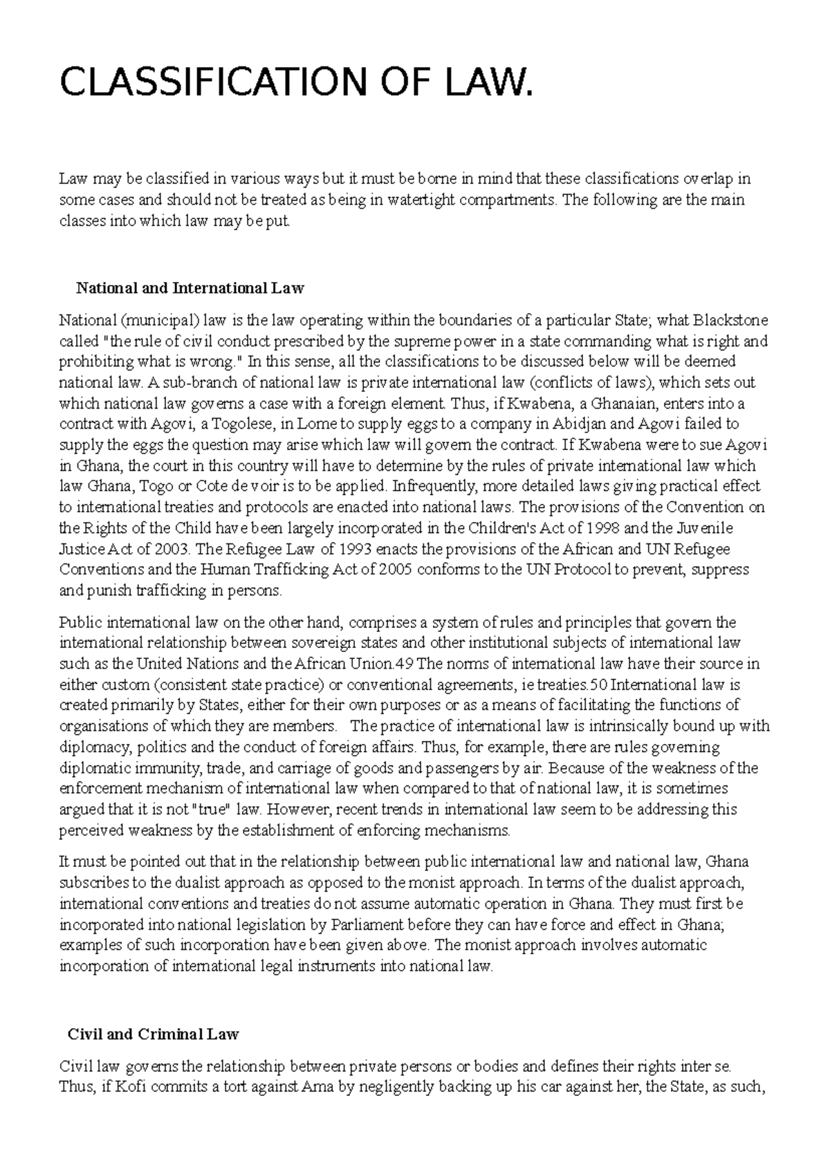 Classification of Law: An Overview of Legal Categories and Principles ...