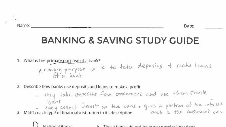 Unit 2 Banking Study Guide: Key Concepts & Solutions - Studocu