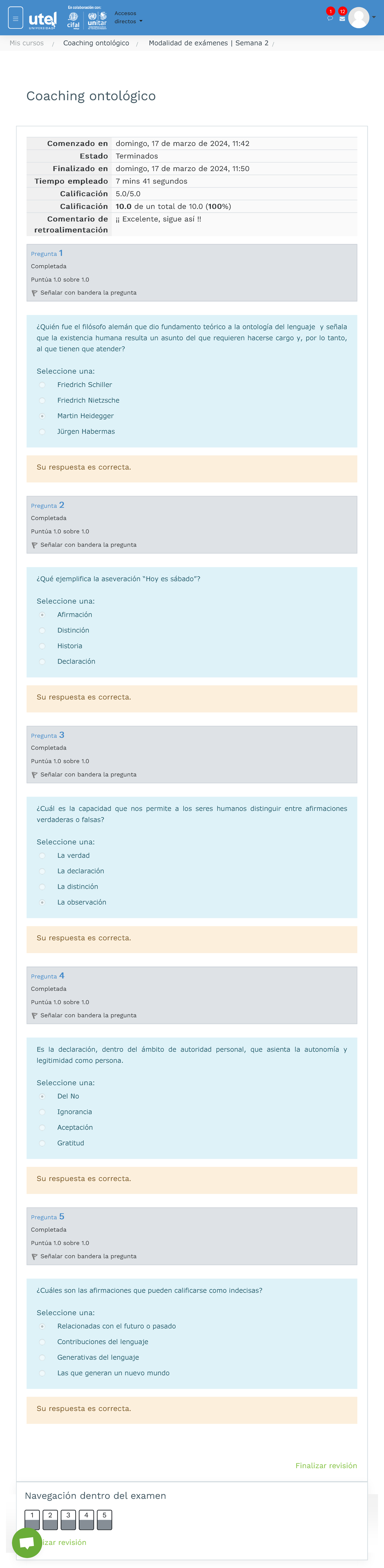 Coaching Ontológico - Modalidad de Exámenes, Semana 2 Evaluaciones ...