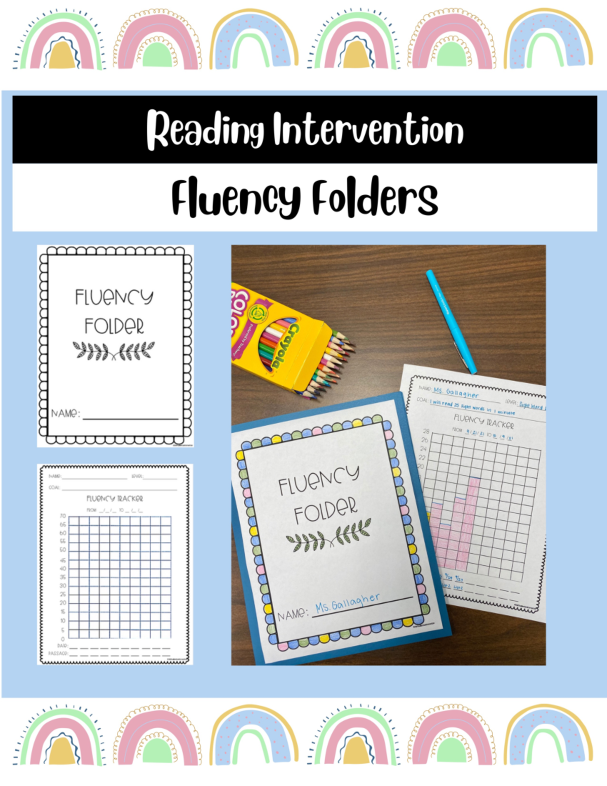 Freereading Fluency Folder Reading Intervention Words Per Minute Charts ...